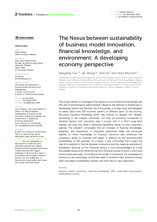 (PDF) The Nexus between sustainability of business model innovation ...