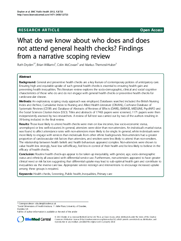 (PDF) What do we know about who does and does not attend general health ...