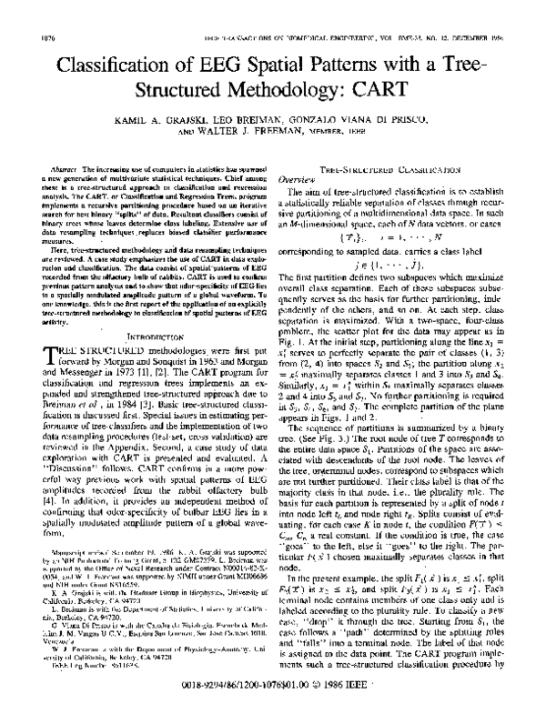 (PDF) Classification of EEG Spatial Patterns with a Tree-Structured Methodology: CART
