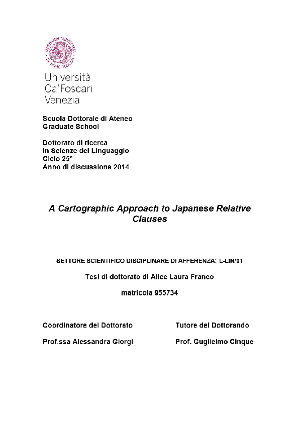 (PDF) A cartographic approach to Japanese relative clauses