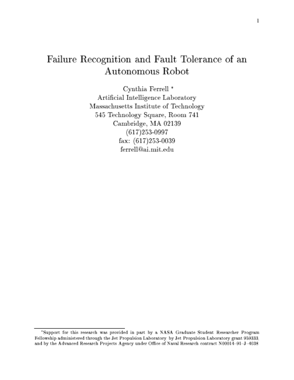 (PDF) Failure Recognition and Fault Tolerance of an Autonomous Robot