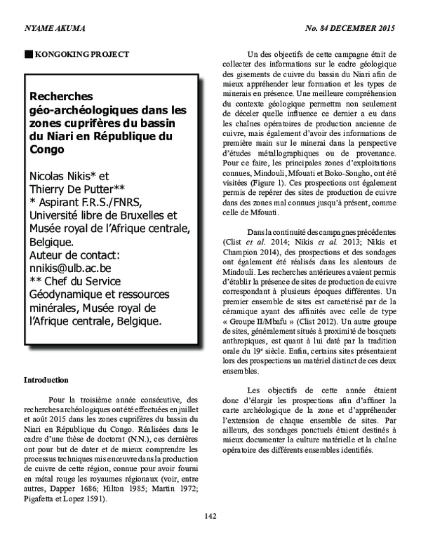 (PDF) Recherches géo-archéologiques dans les zones cuprifères du bassin ...
