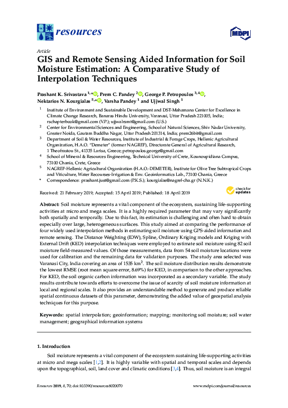 (PDF) GIS and Remote Sensing Aided Information for Soil Moisture Estimation: A Comparative Study ...