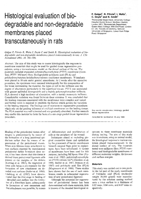 (PDF) Histological evaluation of biodegradable and non-degradable ...