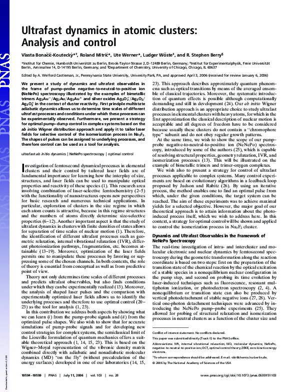 Pdf Ultrafast Dynamics In Atomic Clusters Analysis And Control