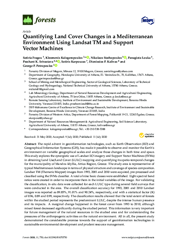(PDF) Quantifying Land Cover Changes in a Mediterranean Environment Using Landsat TM and Support ...