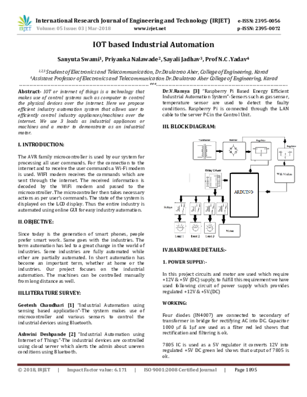(PDF) IoT Based Industrial Automation