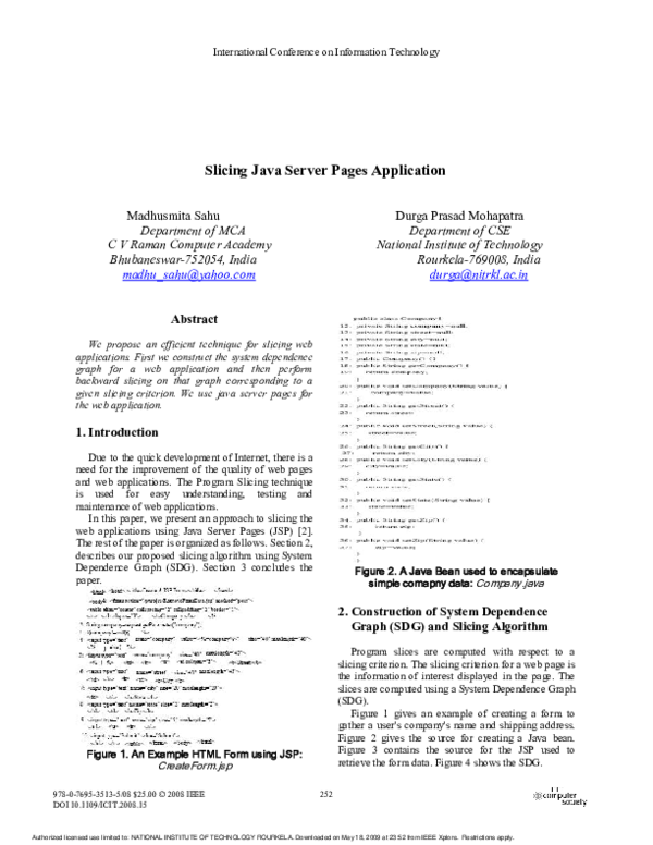(PDF) Slicing Java Server Pages Application