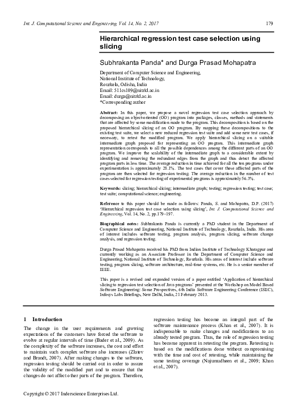 (PDF) Hierarchical regression test case selection using slicing