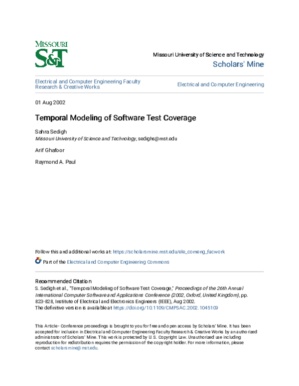 (PDF) Temporal modeling of software test coverage