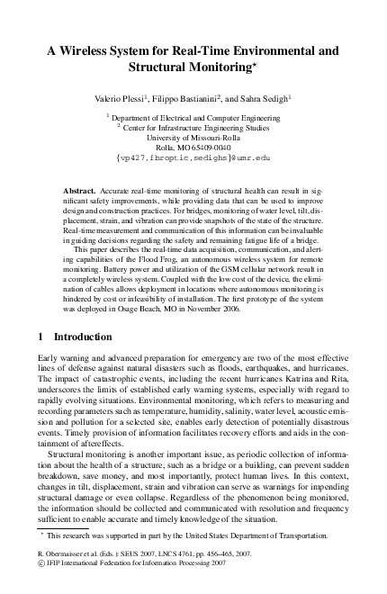 (PDF) A Wireless System for Real-Time Environmental and Structural Monitoring