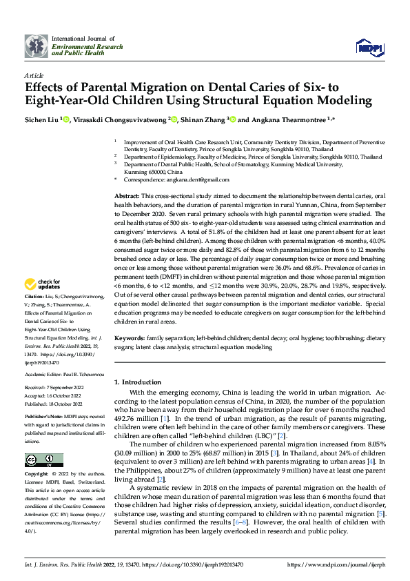(PDF) Effects of Parental Migration on Dental Caries of Six- to Eight ...