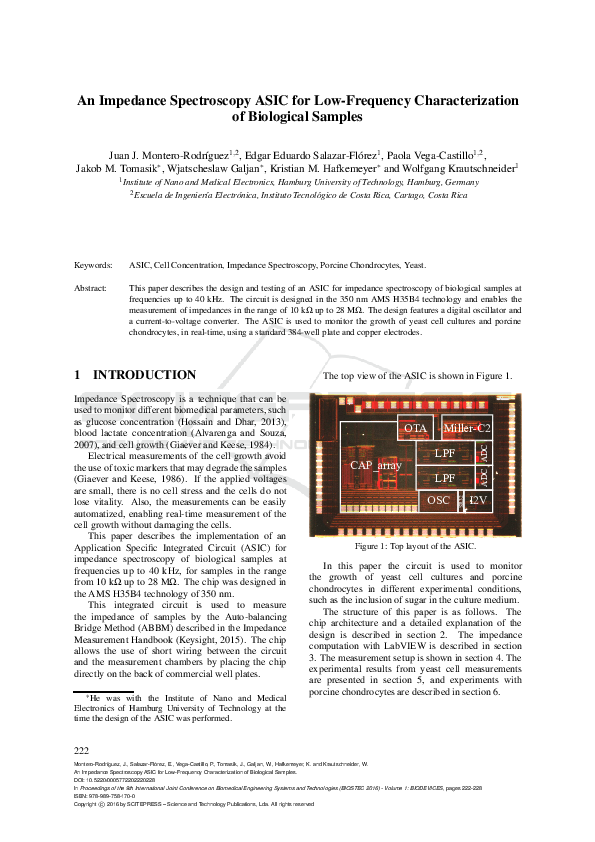 (PDF) An Impedance Spectroscopy ASIC for Low-Frequency Characterization of Biological Samples