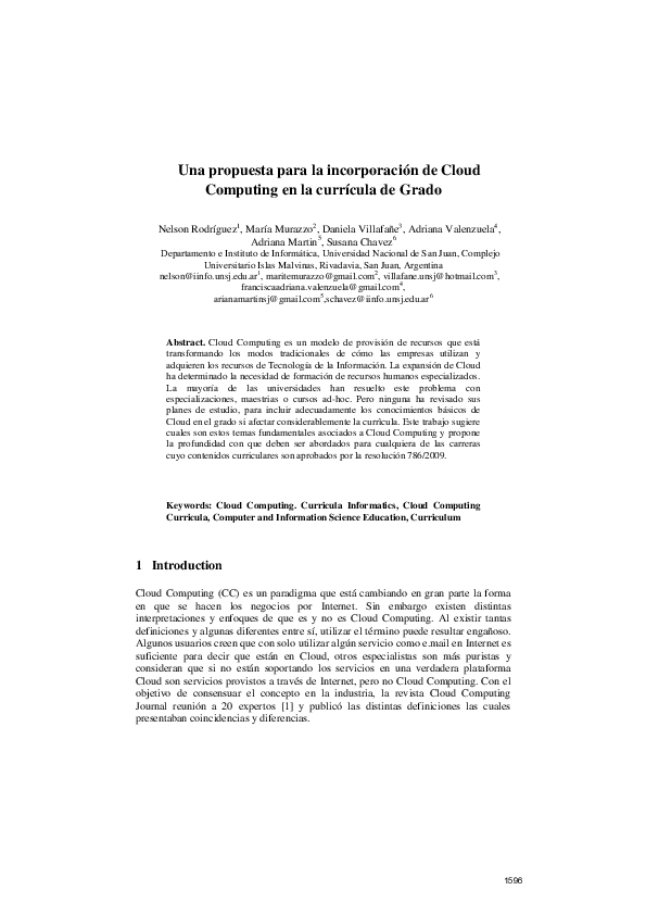 (PDF) Una propuesta para la incorporación de Cloud Computing en la ...