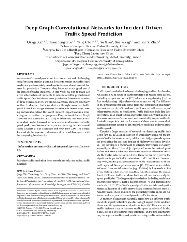 Pdf Deep Graph Convolutional Networks For Incident Driven Traffic