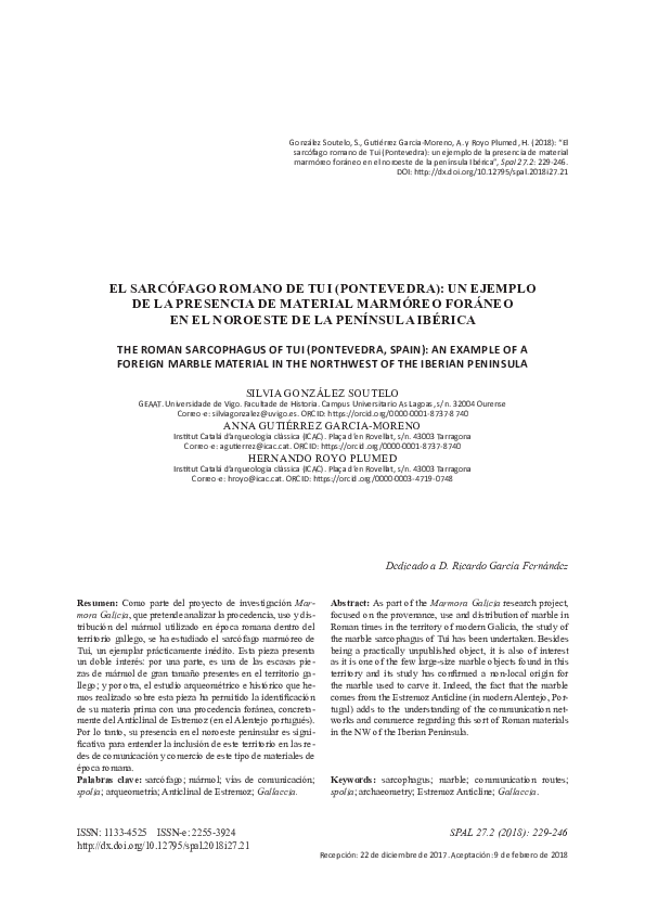 (PDF) El sarcófago romano de Tui (Pontevedra): un ejemplo de la ...