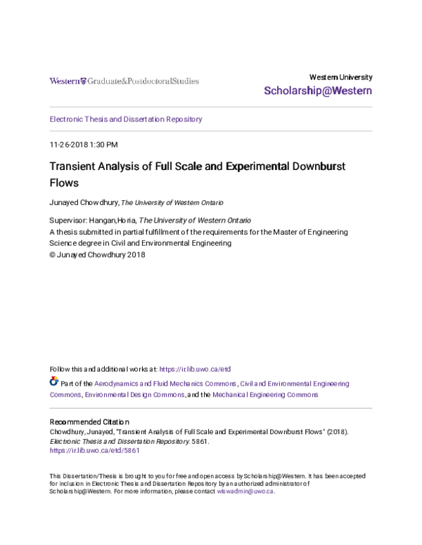 (PDF) Transient Analysis of Full Scale and Experimental Downburst Flows