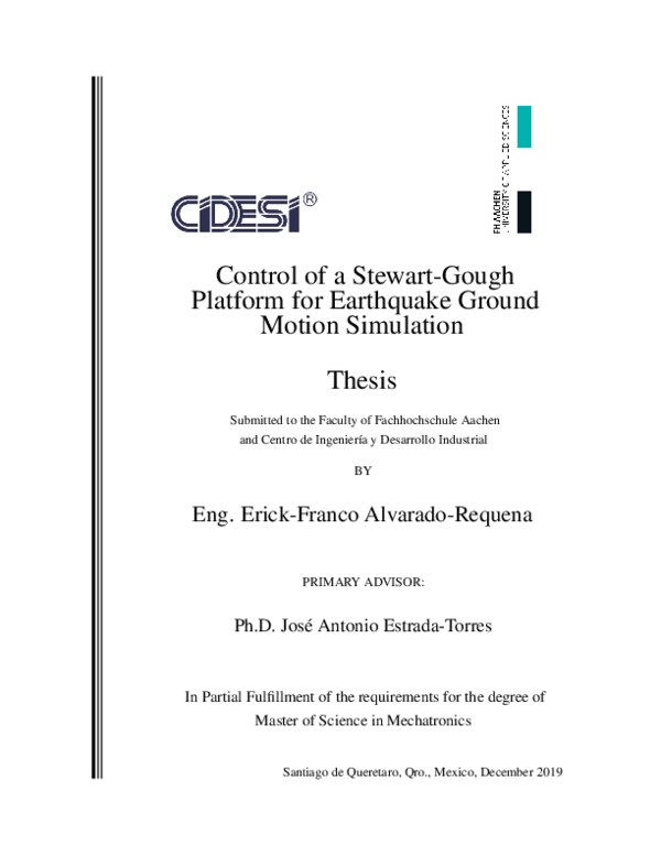 Pdf Control Of A Stewart Gough Platform For Earthquake Ground Motion Simulation