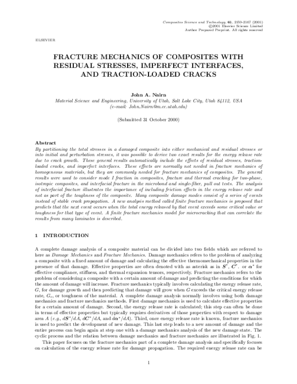 (PDF) Fracture mechanics of composites with residual stresses ...
