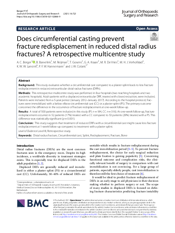 (PDF) Does circumferential casting prevent fracture redisplacement in reduced distal radius ...