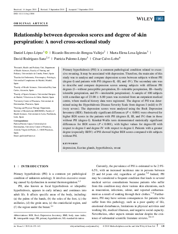 (PDF) Relationship between depression scores and degree of skin ...