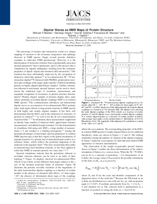 (PDF) Dipolar Waves as NMR Maps of Protein Structure
