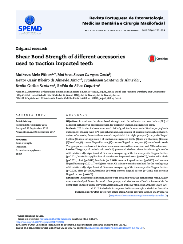(PDF) Shear Bond Strength of different accessories used to traction ...