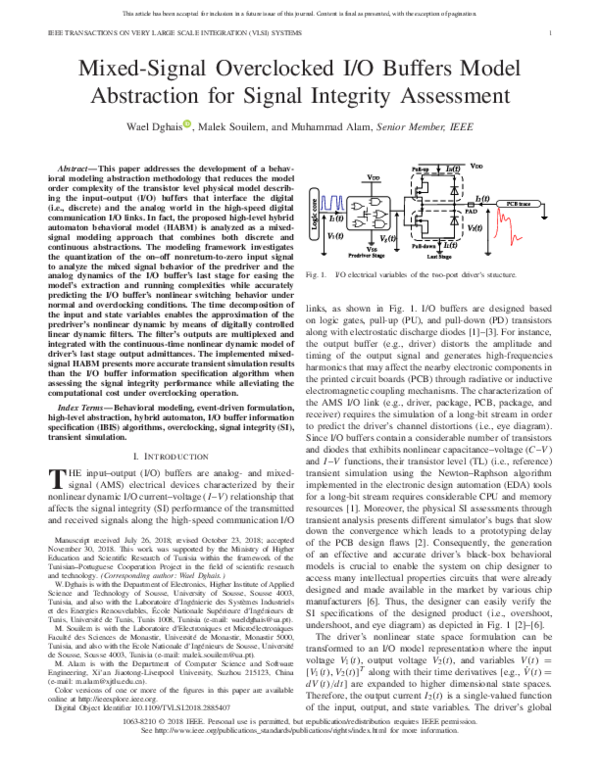 (PDF) Mixed-Signal Overclocked I/O Buffers Model Abstraction for Signal Integrity Assessment
