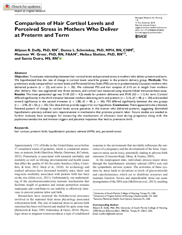 (PDF) Comparison of Hair Cortisol Levels and Perceived Stress in ...