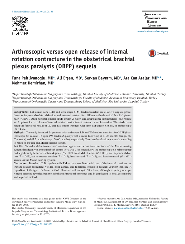 (PDF) Arthroscopic versus open release of internal rotation contracture ...