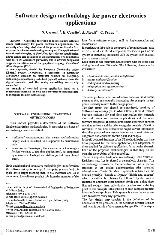 (PDF) Software design methodology for power electronics applications