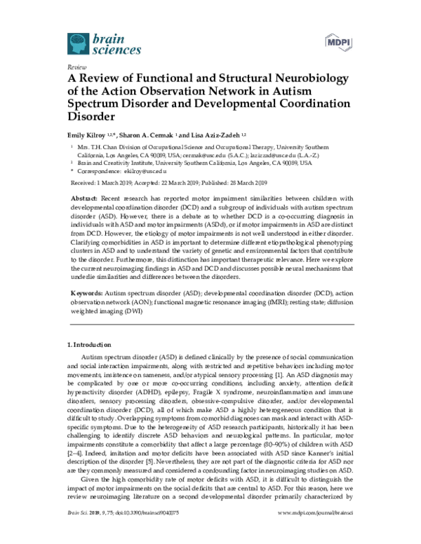 (PDF) A Review of Functional and Structural Neurobiology of the Action Observation Network in ...