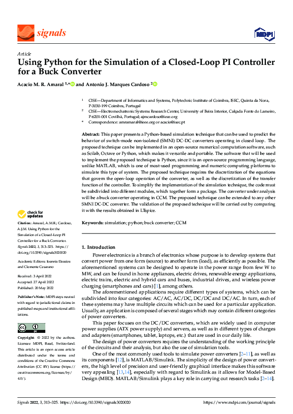 Pdf Using Python For The Simulation Of A Closed Loop Pi Controller 5378