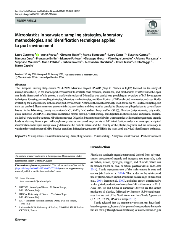 Pdf Microplastics In Seawater Sampling Strategies Laboratory