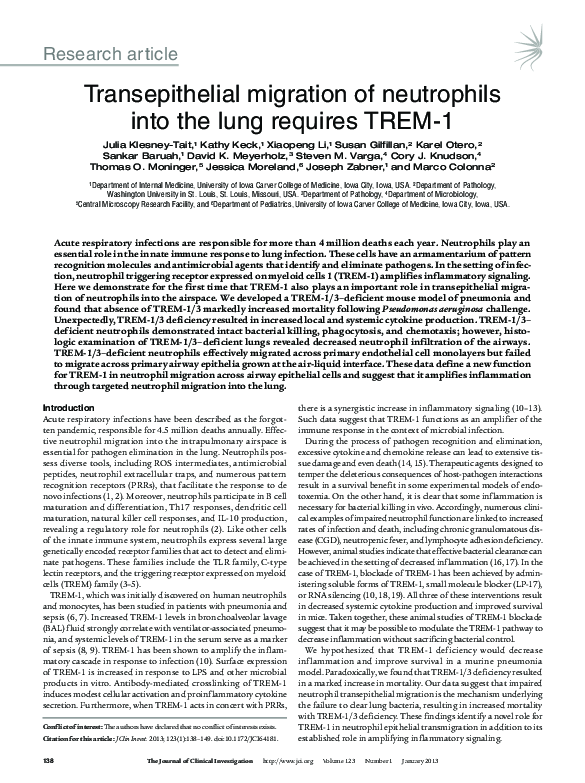 (PDF) Transepithelial migration of neutrophils into the lung requires ...