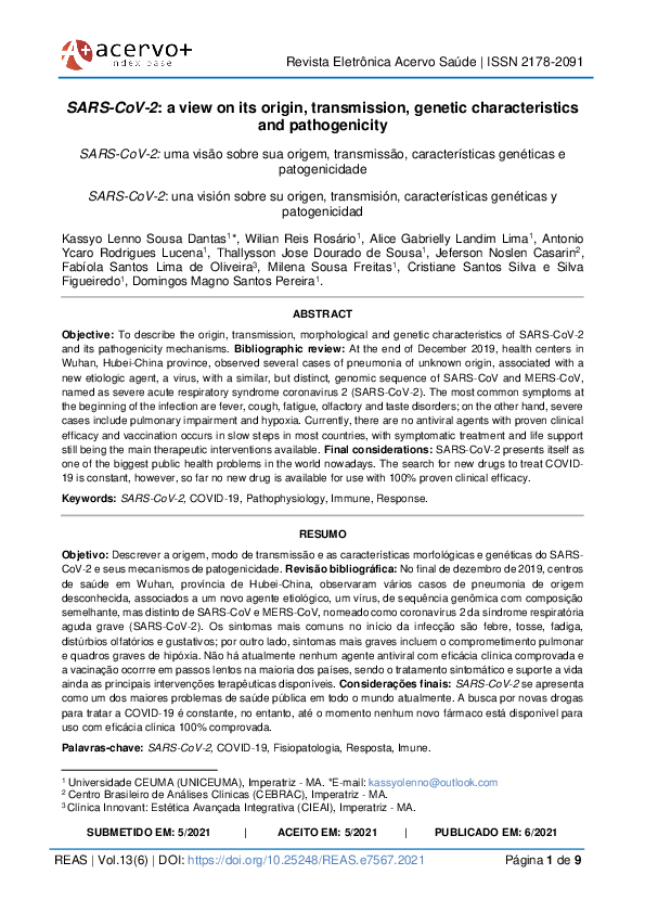 (PDF) SARS-CoV-2: a view on its origin, transmission, genetic ...