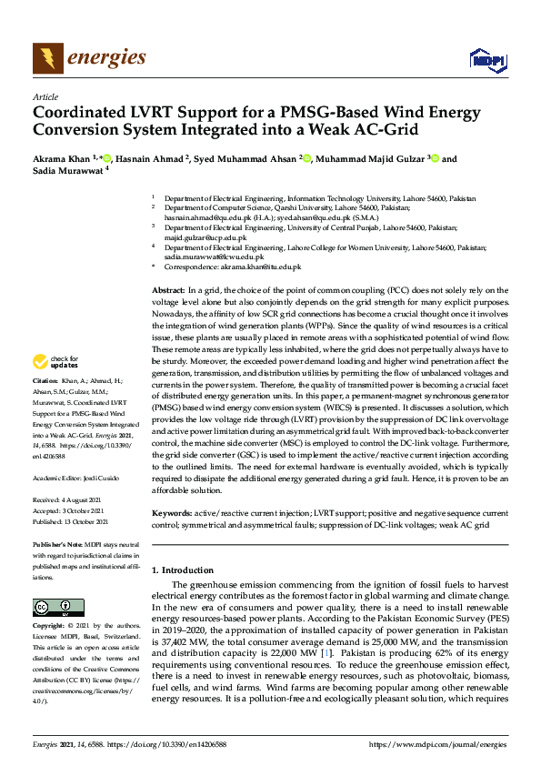 (PDF) Coordinated LVRT Support for a PMSG-Based Wind Energy Conversion ...