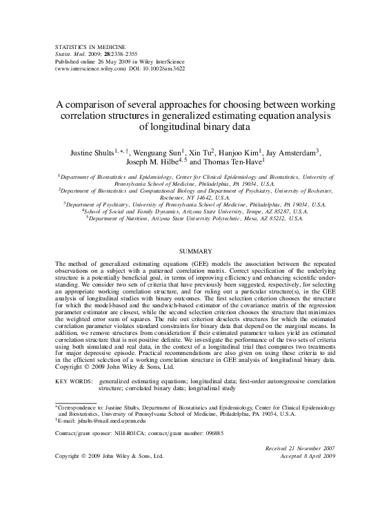 (PDF) A comparison of several approaches for choosing between working correlation structures in ...