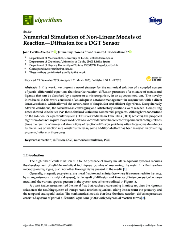 (PDF) Efficient Numerical Methods for DGT Sensors