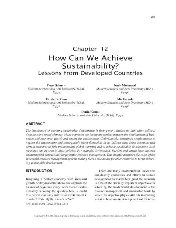 Pdf How Can We Achieve Sustainability