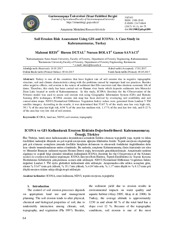 (PDF) Soil Erosion Risk Assessment Using GIS and ICONA: A Case Study in ...