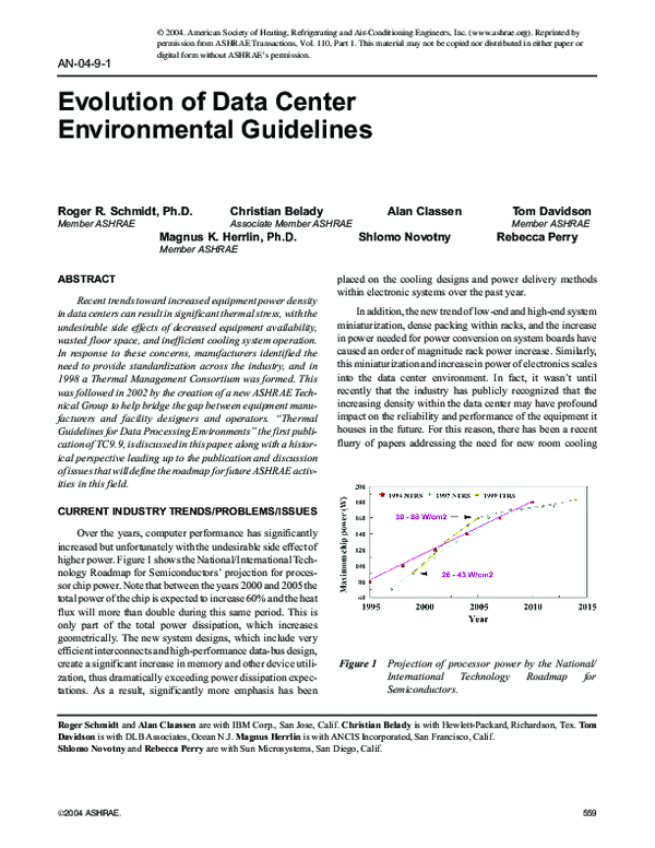 (PDF) Evolution of data center environmental guidelines