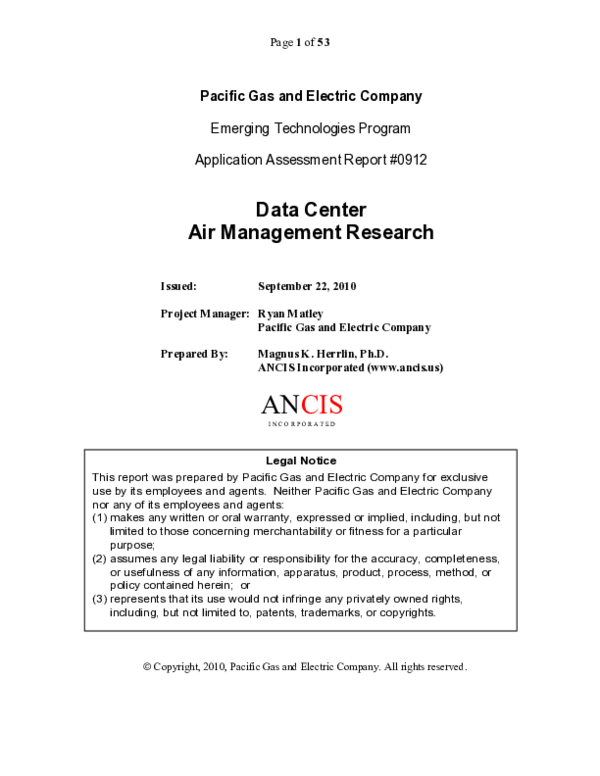 (PDF) Data Center Air Management Research
