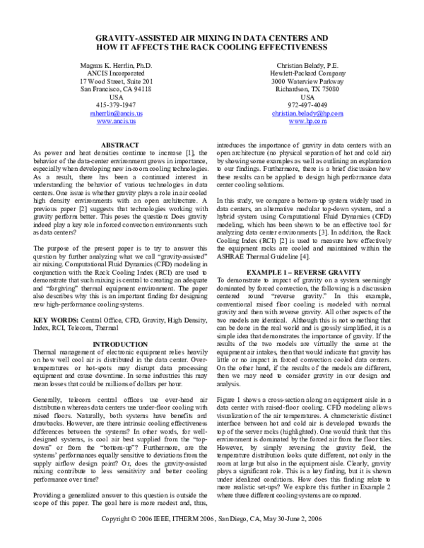 (PDF) Gravity-Assisted Air Mixing in Data Centers and How it Affects ...