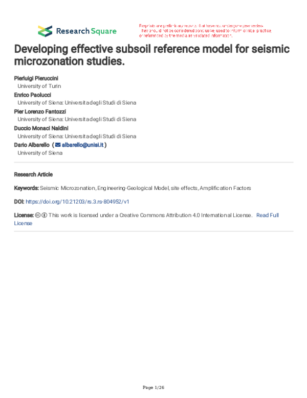 (PDF) Developing effective subsoil reference model for seismic ...