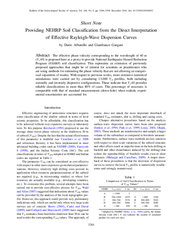 (PDF) Providing NEHRP Soil Classification from the Direct ...