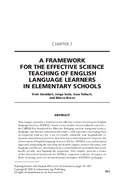 (PDF) A framework for the effective science teaching of English ...