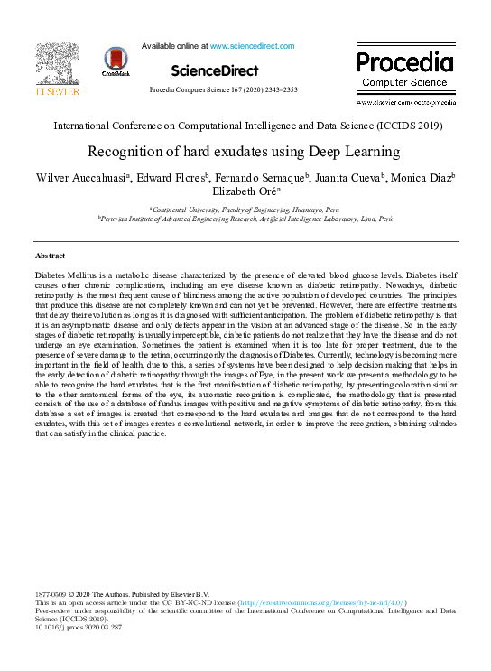 Pdf Recognition Of Hard Exudates Using Deep Learning