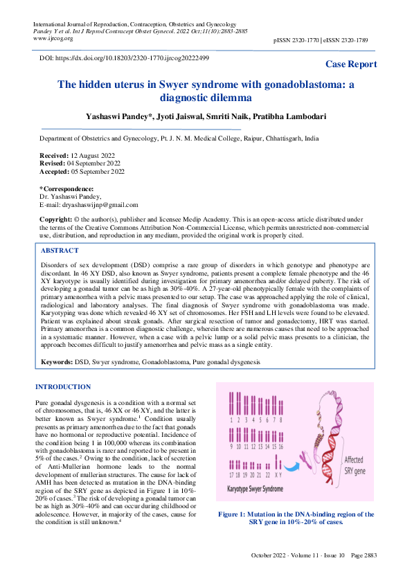 (PDF) The hidden uterus in Swyer syndrome with gonadoblastoma: a ...