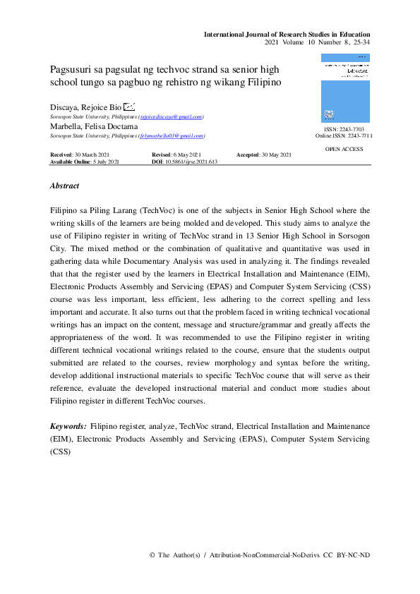 (PDF) Pagsusuri sa pagsulat ng techvoc strand sa senior high school ...